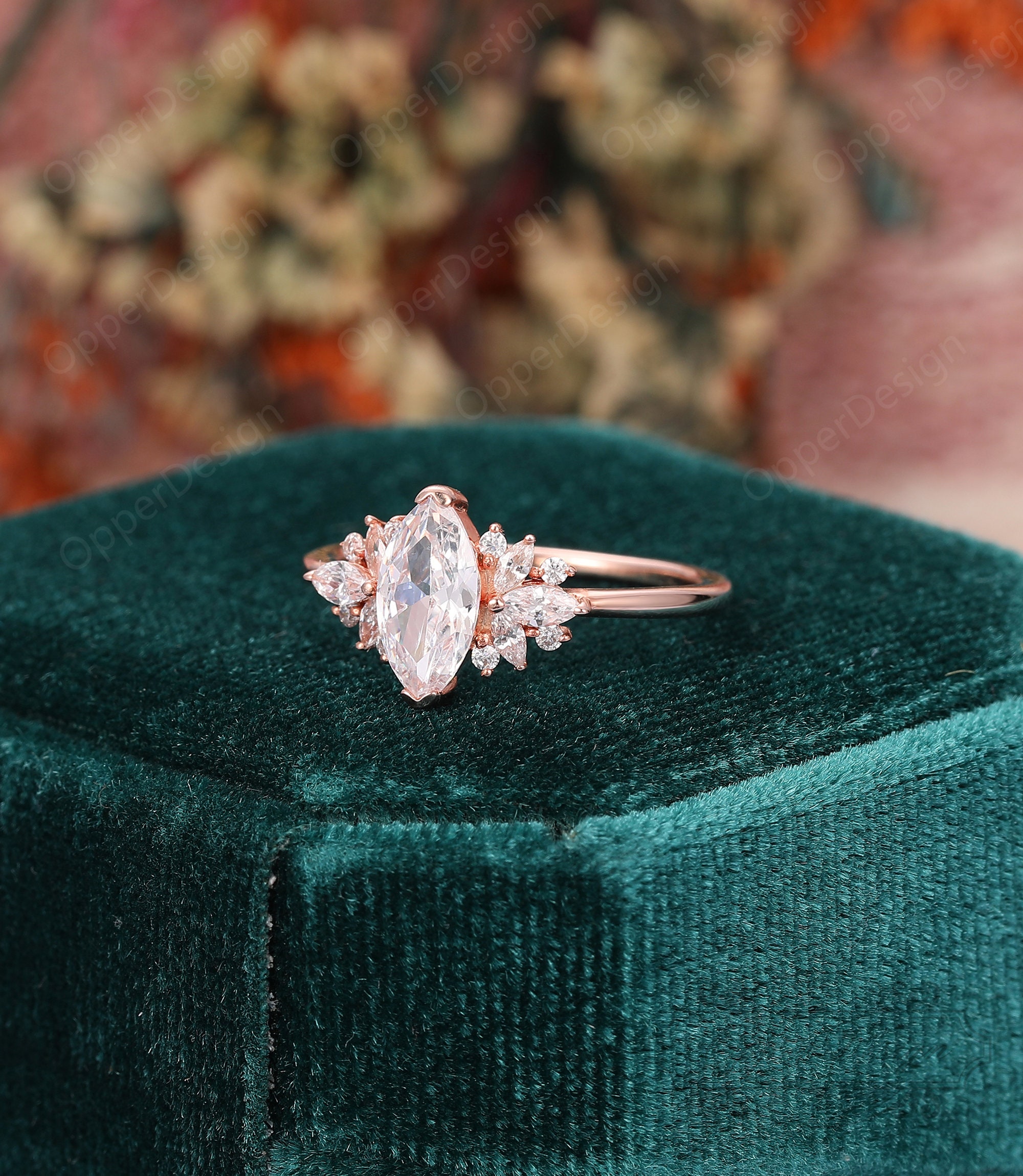 Marquise diamond engagement ring rose gold store