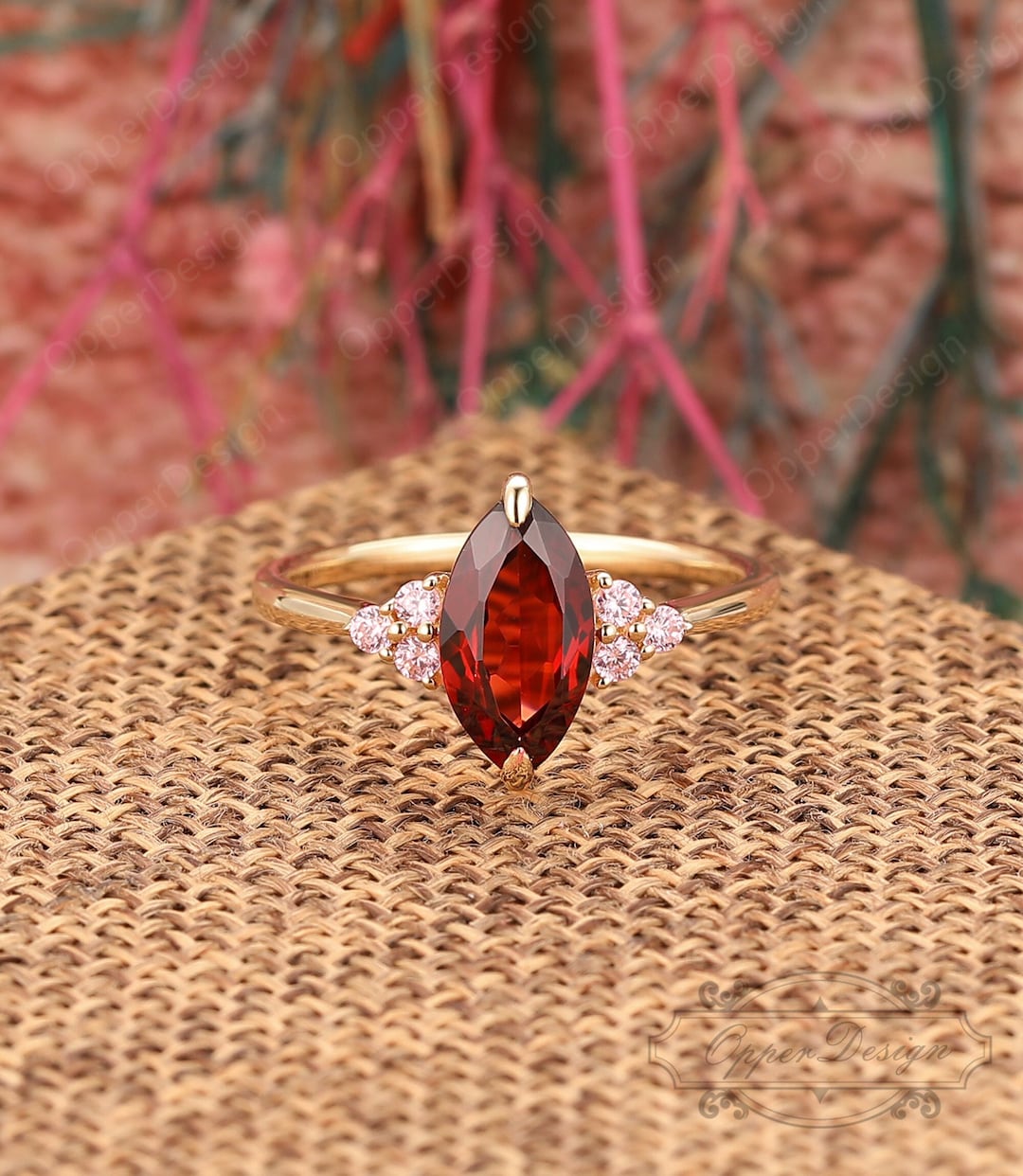 Besonderer Schmuck, Marquise Schliff 6x11mm Roter Granat Ring, Granat ...