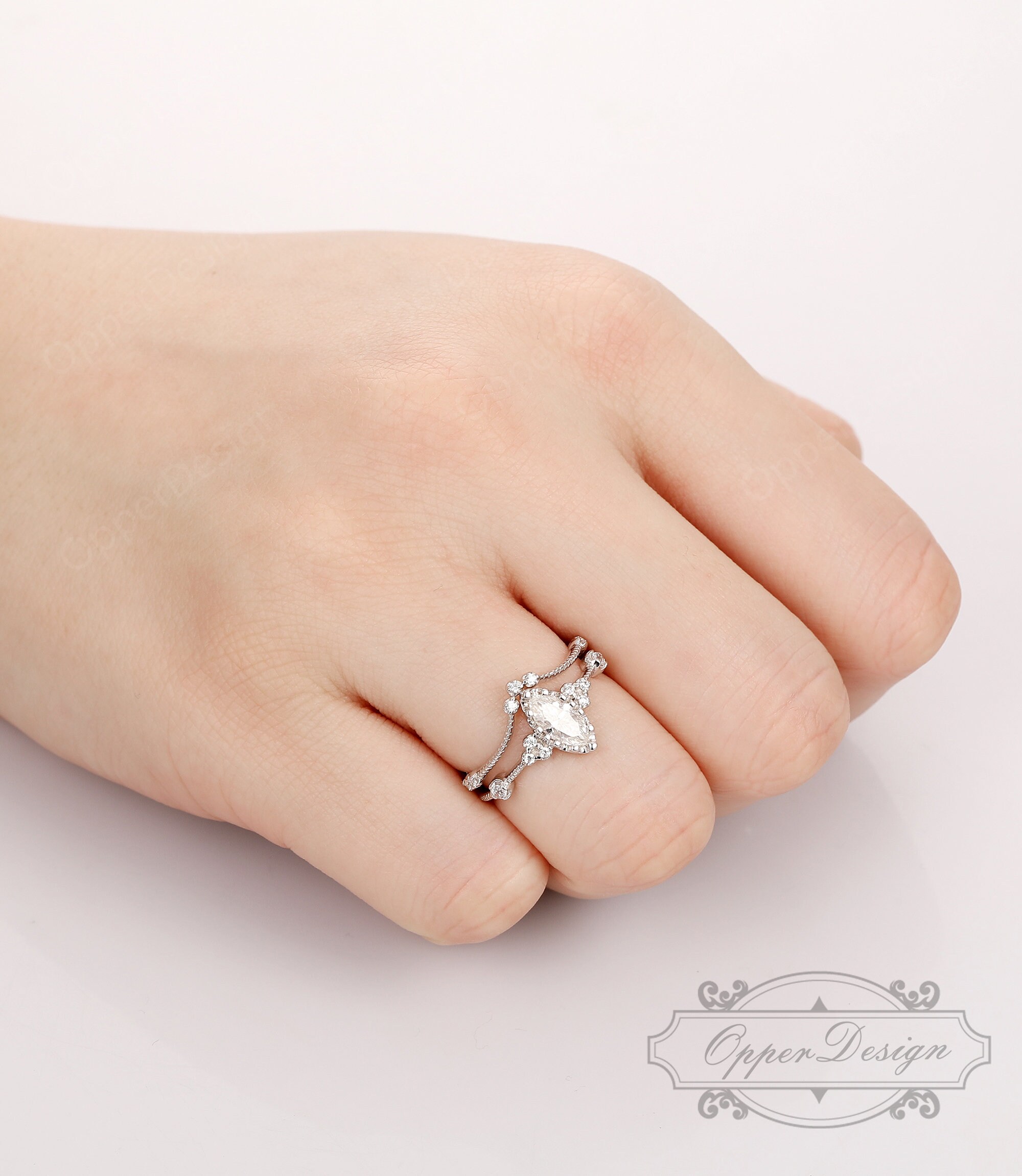 Stacking Wedding Ring Set Sterling Silver Ring Set Christmas | Etsy