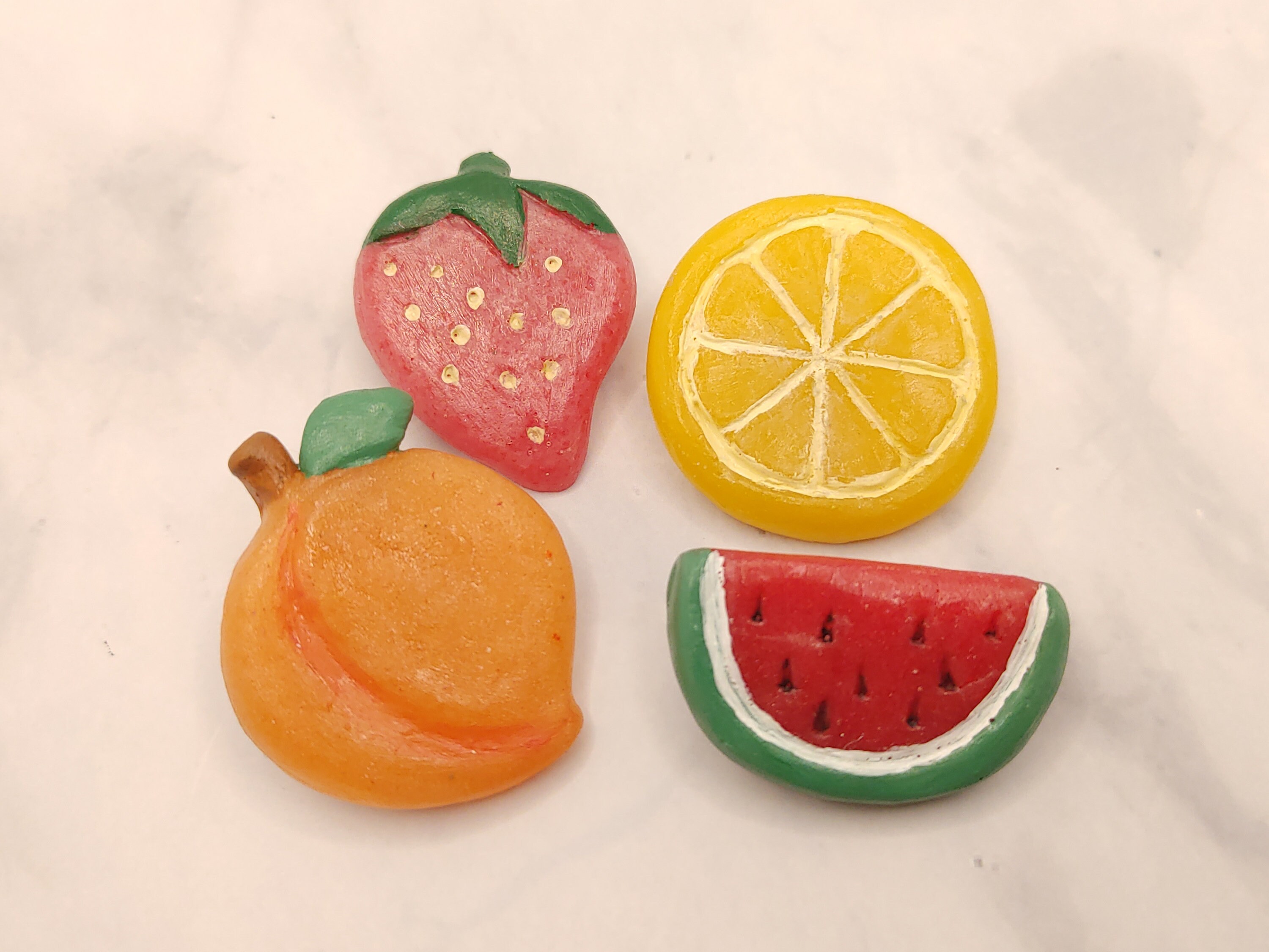 Cutie Fruit Buttons Set of 4 Handmade Resin Pin-Back Buttons | Etsy