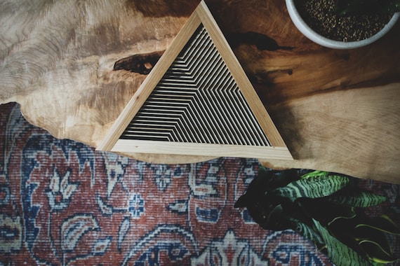 CARVED Wooden Framed Geometric Lines Triangle | Etsy