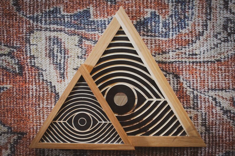 CARVED Wooden Framed All Seeing Eye - Triangle W/mirror - Etsy