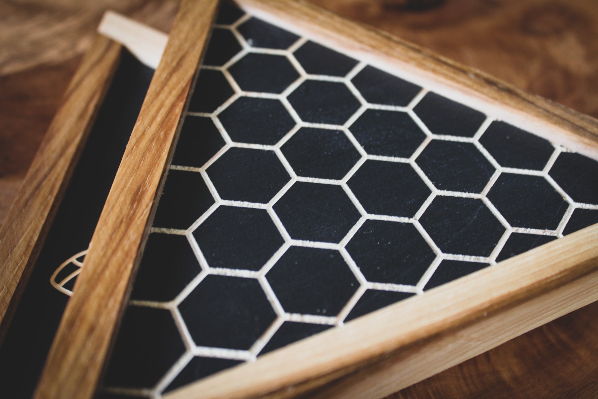 MINI Wall Hanging CARVED Bee Set Triangle With Hickory Wood - Etsy