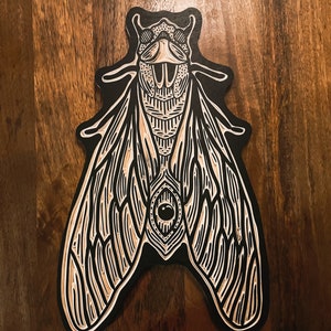 CARVED Woodcut Cicada Wall Hanging. - Etsy
