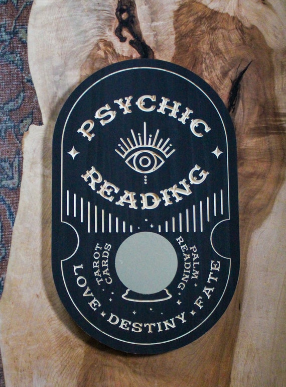 Psychic Reading Wood Sign With Mirror Wall Hanging - Etsy