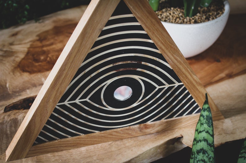 CARVED Wooden Framed All Seeing Eye - Triangle W/mirror - Etsy