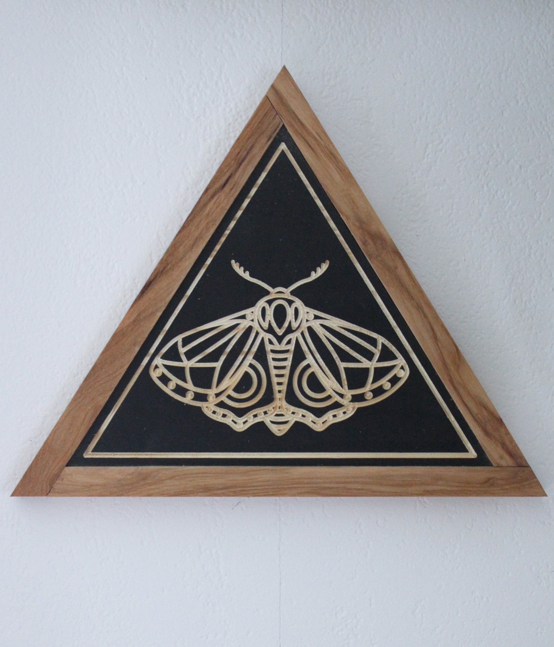 CARVED Wall Hanging With Wood Frame Moth-triangle - Etsy
