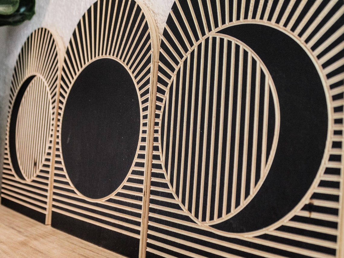 CARVED Set of 3 Eclipse Arches. Wall Hanging Moon Phase Wall - Etsy