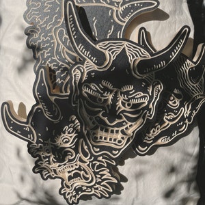 Woodcut. Japanese Oni Mask - Etsy