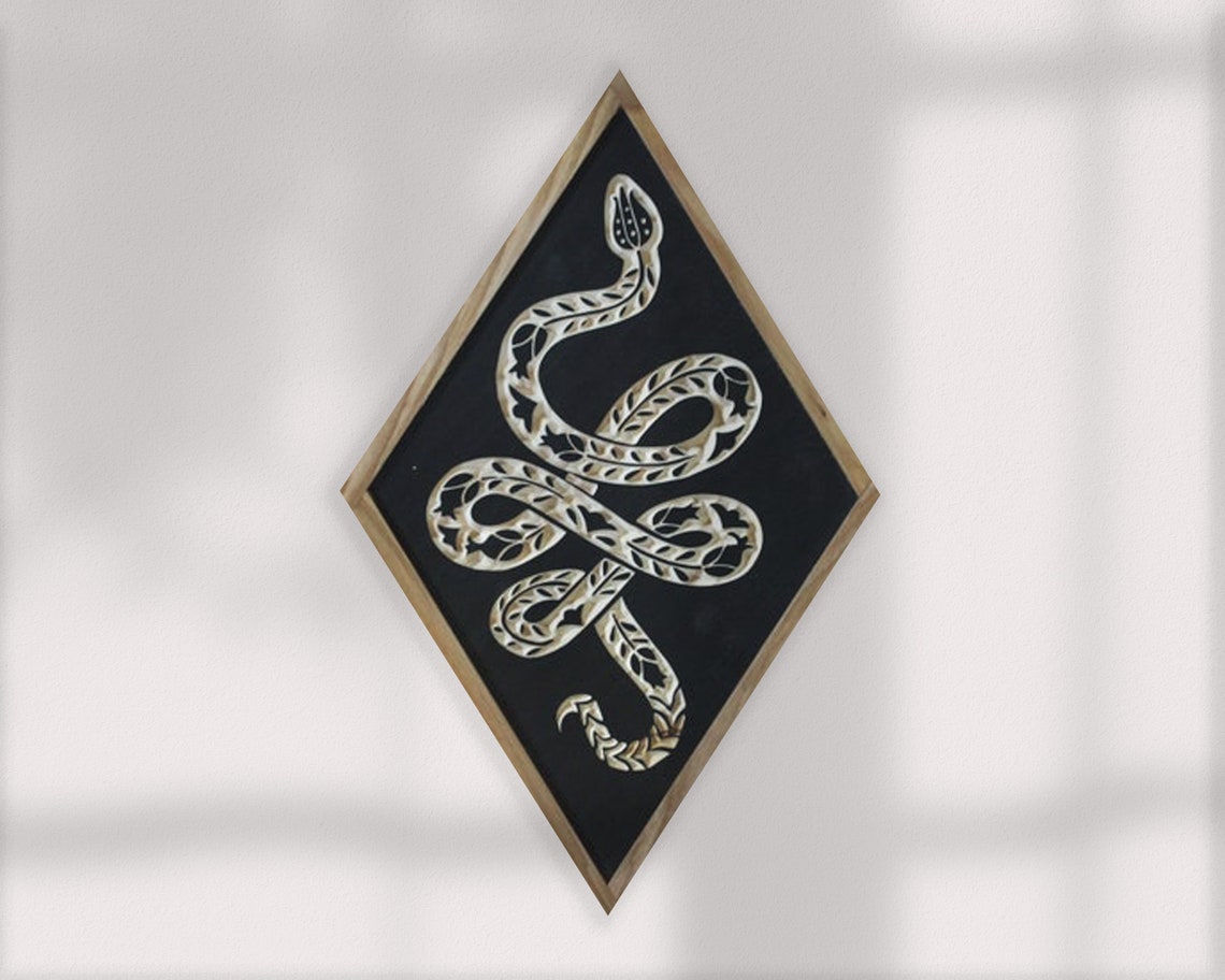 CARVED Wall Hanging Floral Snake Diamond - Etsy