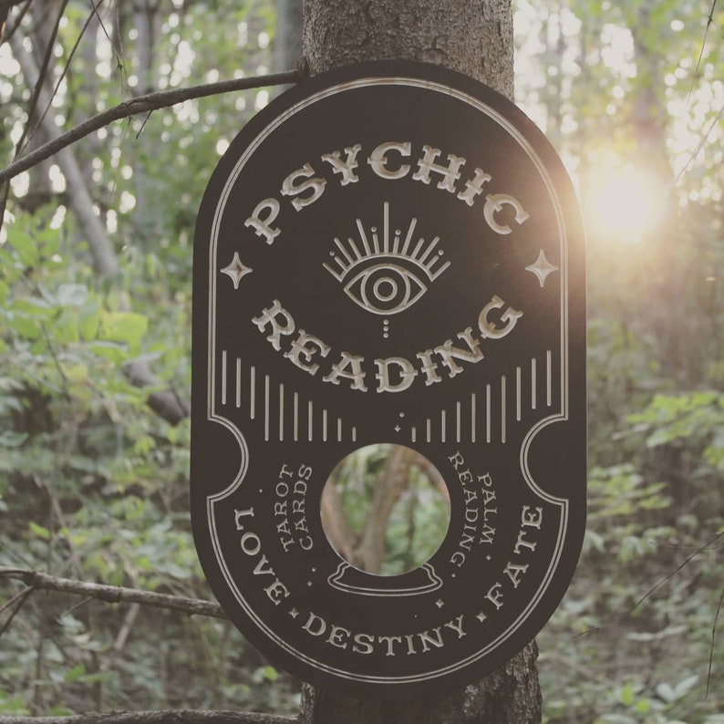 Psychic Reading Wood Sign With Mirror Wall Hanging - Etsy