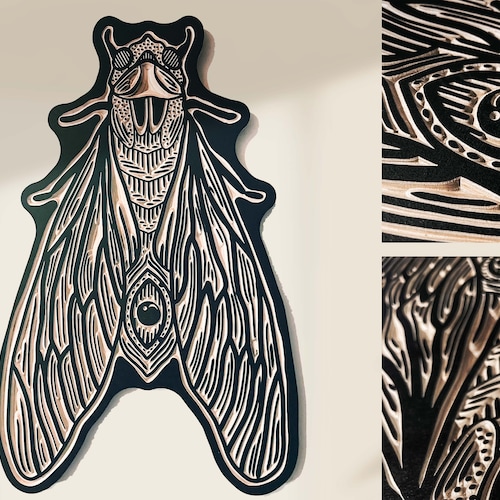 CARVED Woodcut Death Head Moth Wall Hanging. - Etsy
