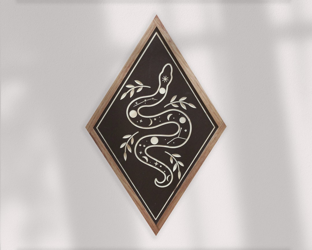 CARVED Wall Hanging Wooden Framed Snake -diamond - Etsy