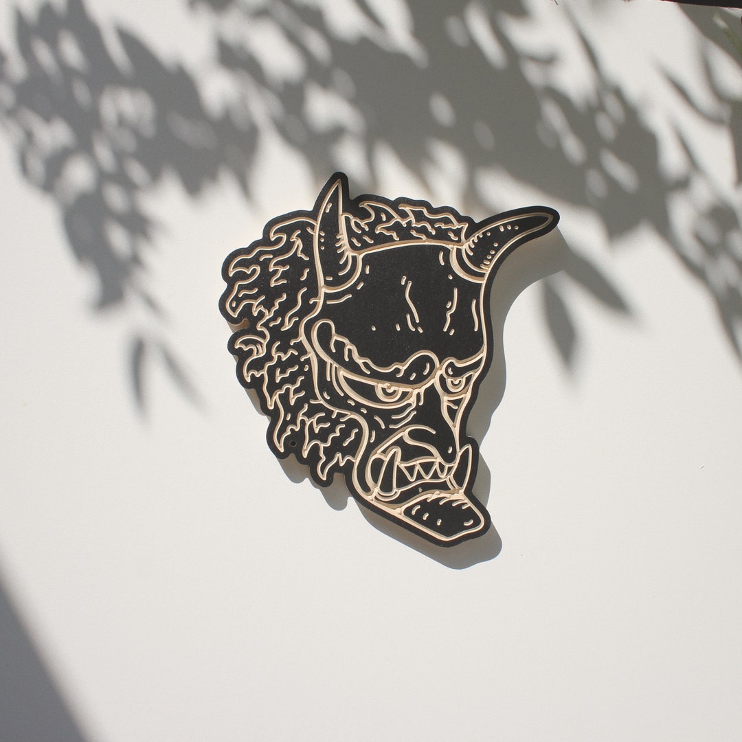 Woodcut. Japanese Oni Mask - Etsy