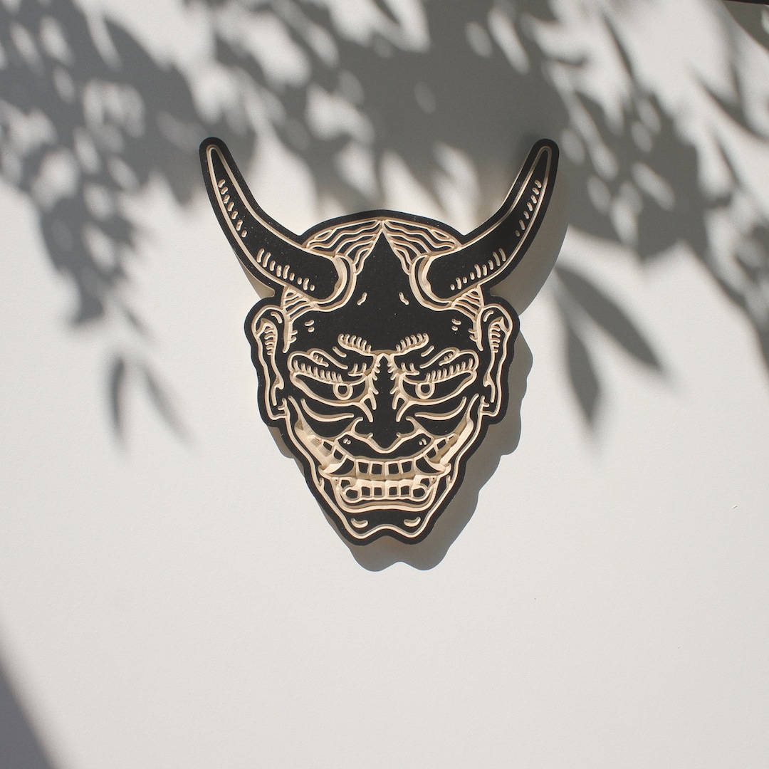 Woodcut. Japanese Oni Mask - Etsy