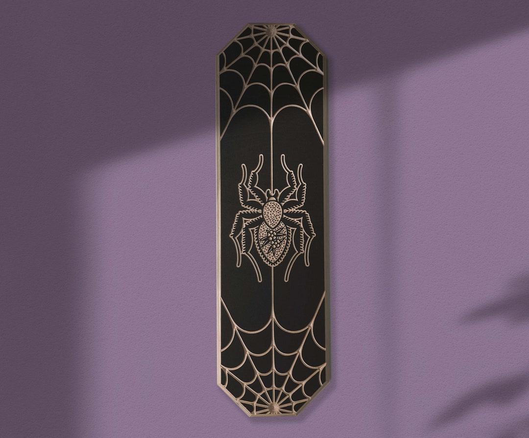 Woodcuts. Spider - Tall Elongated Octagon, Spiderweb, Halloween Decor ...