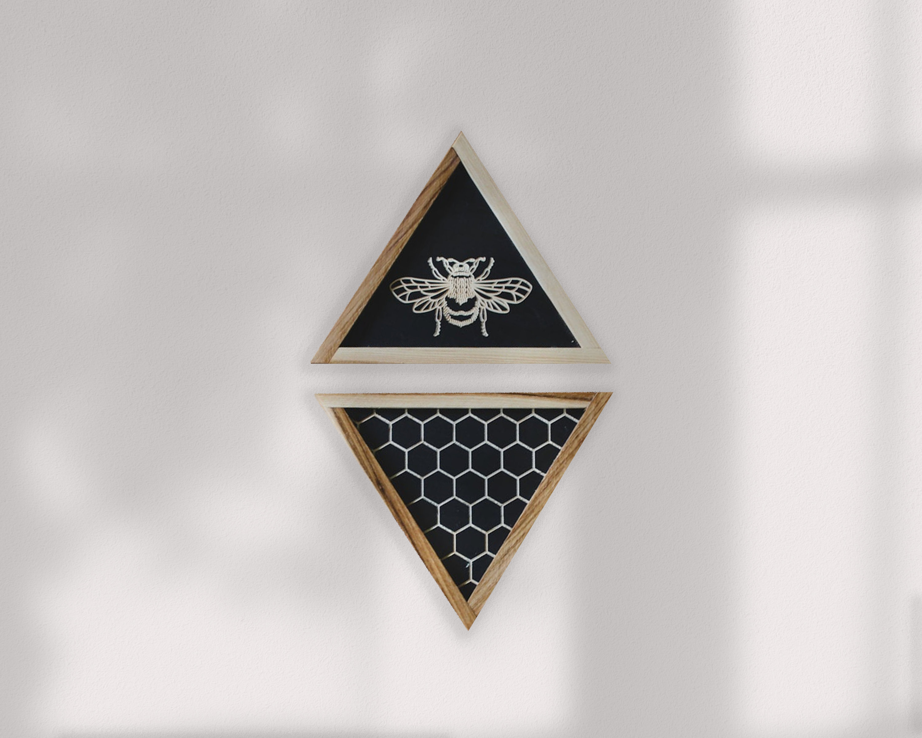 MINI Wall Hanging CARVED Bee Set Triangle With Hickory Wood - Etsy