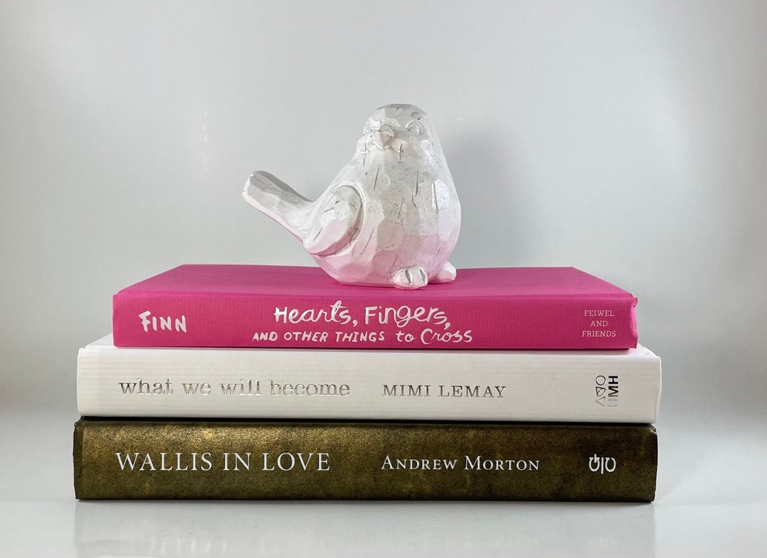 Decorative Book Set - Pink and White - Gold Books - Real Books for Home ...
