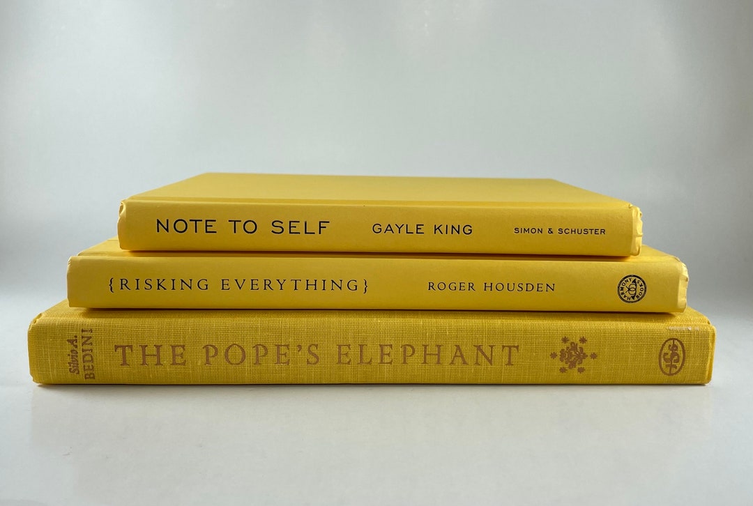 Yellow Book Stack - Real Books for Home Decor - Decorative Book Set ...