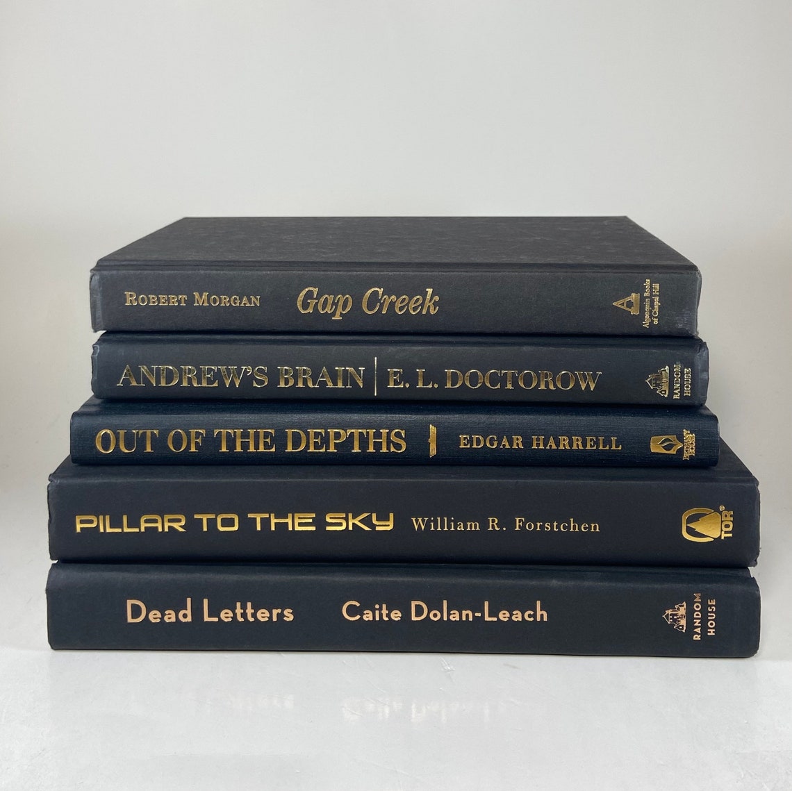 Black Book Set Gold Lettering Decorative Book Stack Real | Etsy