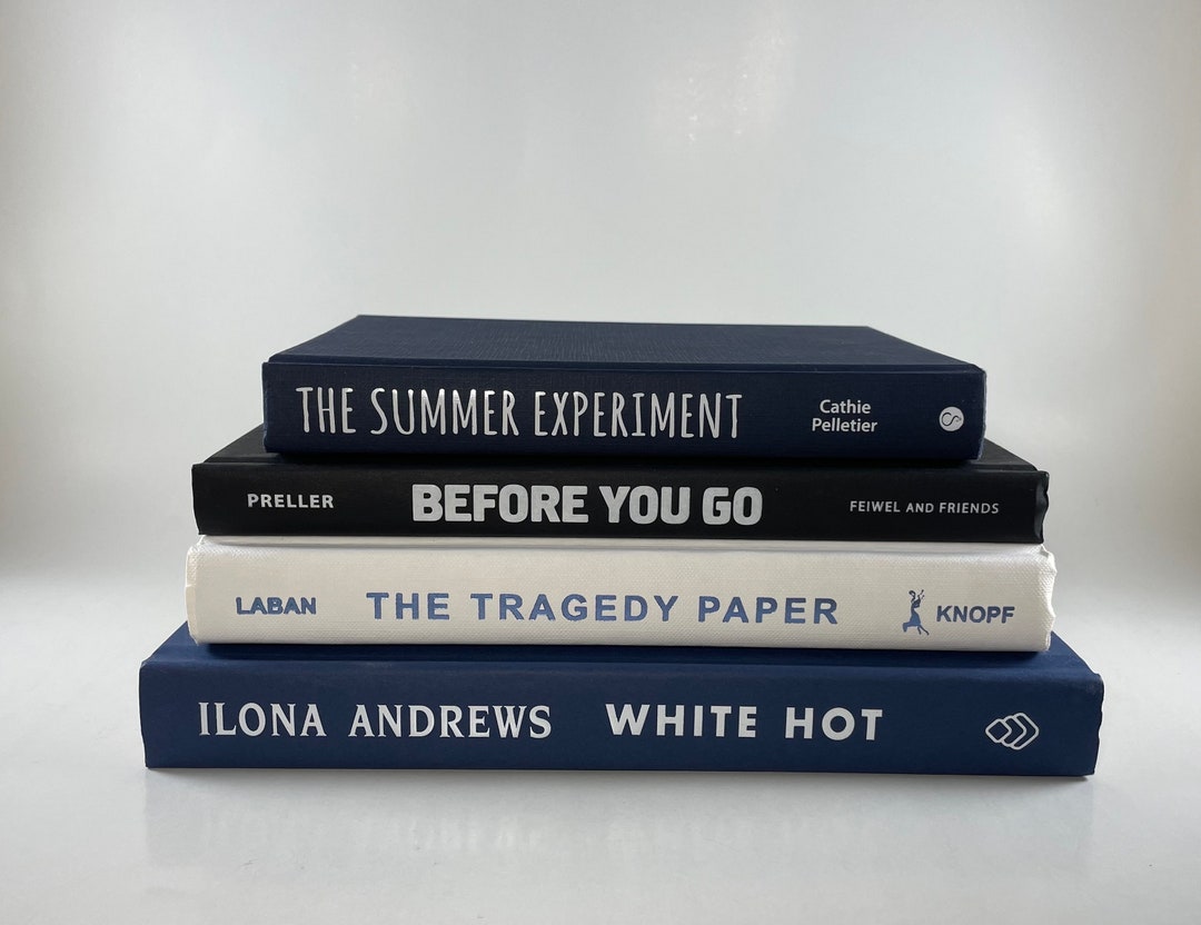Decorative Book Set - Real Books for Home Decor - Navy Blue Book Stack ...