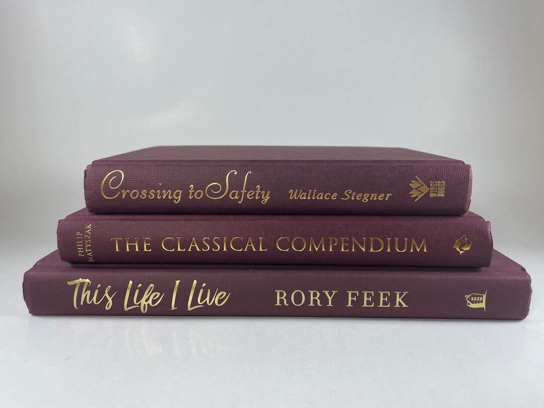 Burgundy Book Set - Real Books for Home Decor - Maroon Book Stack - Bookshelf - Books for ...