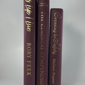 Burgundy Book Set - Real Books for Home Decor - Maroon Book Stack ...