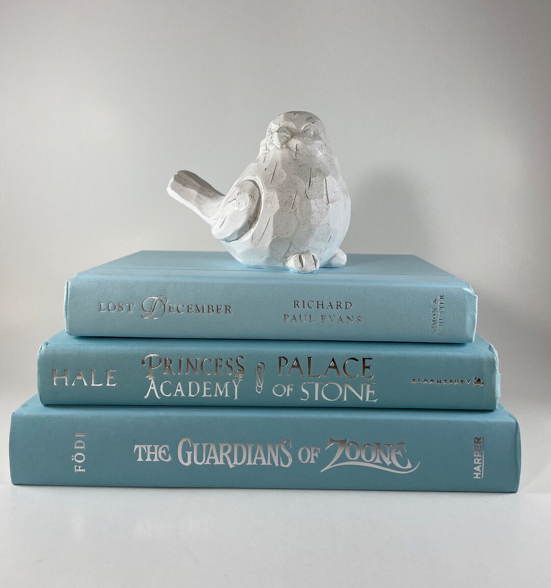 Sky Blue Book Stack Real Books for Home Decor Light Blue Decorative ...