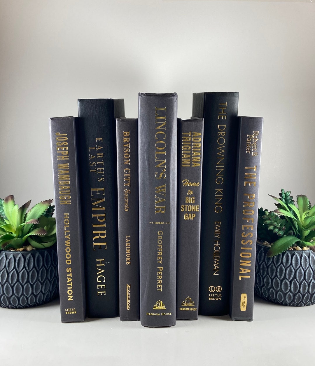 Black Books - Real Books for Home Decor - Black Book Stack - Gold ...