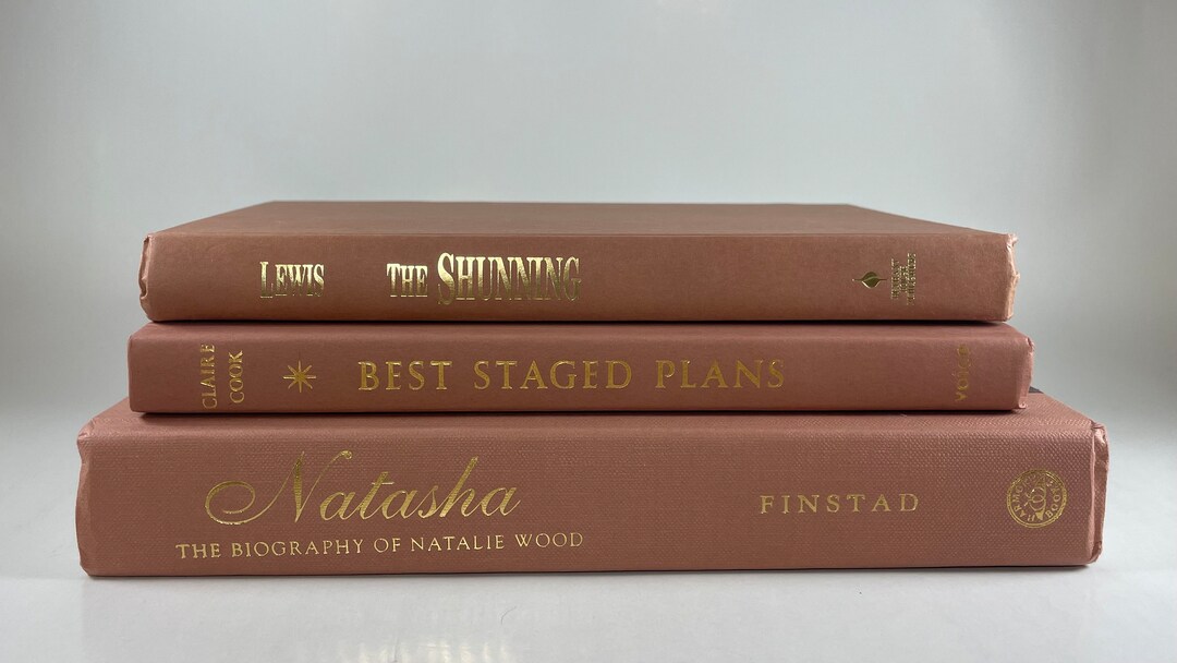 Decorative Book Set Real Books for Home Decor Rose Brown Book Stack ...
