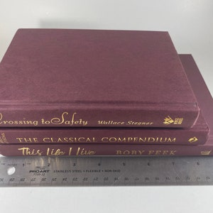 Burgundy Book Set Real Books for Home Decor Maroon Book Stack Bookshelf ...