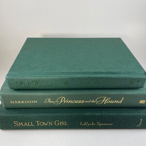 Green Books Book Stack Decorative Book Set for Bookshelf Staging Real ...