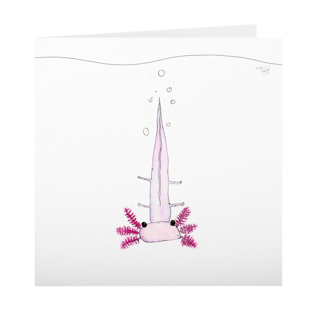 Axolotl Diving Folded Card - Etsy