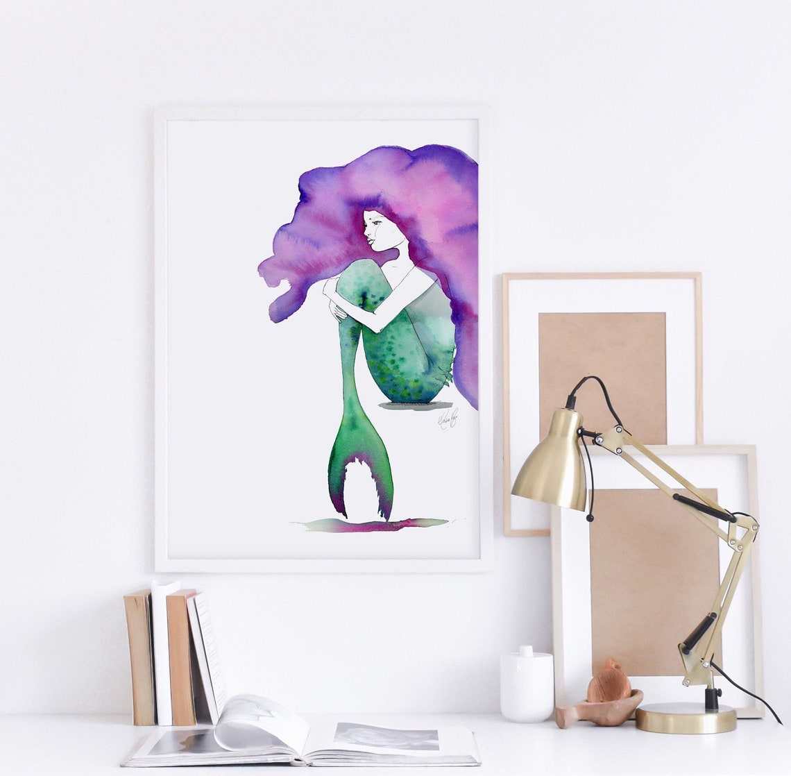 Art Print of Original Purple Mermaid | Etsy