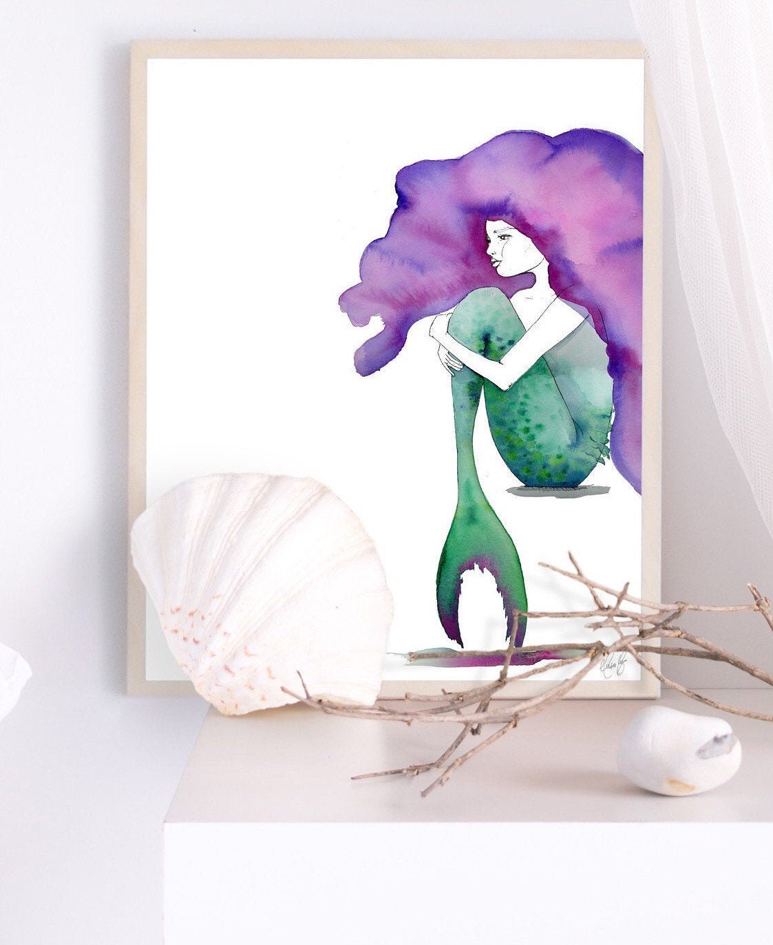 Art Print of Original Purple Mermaid - Etsy