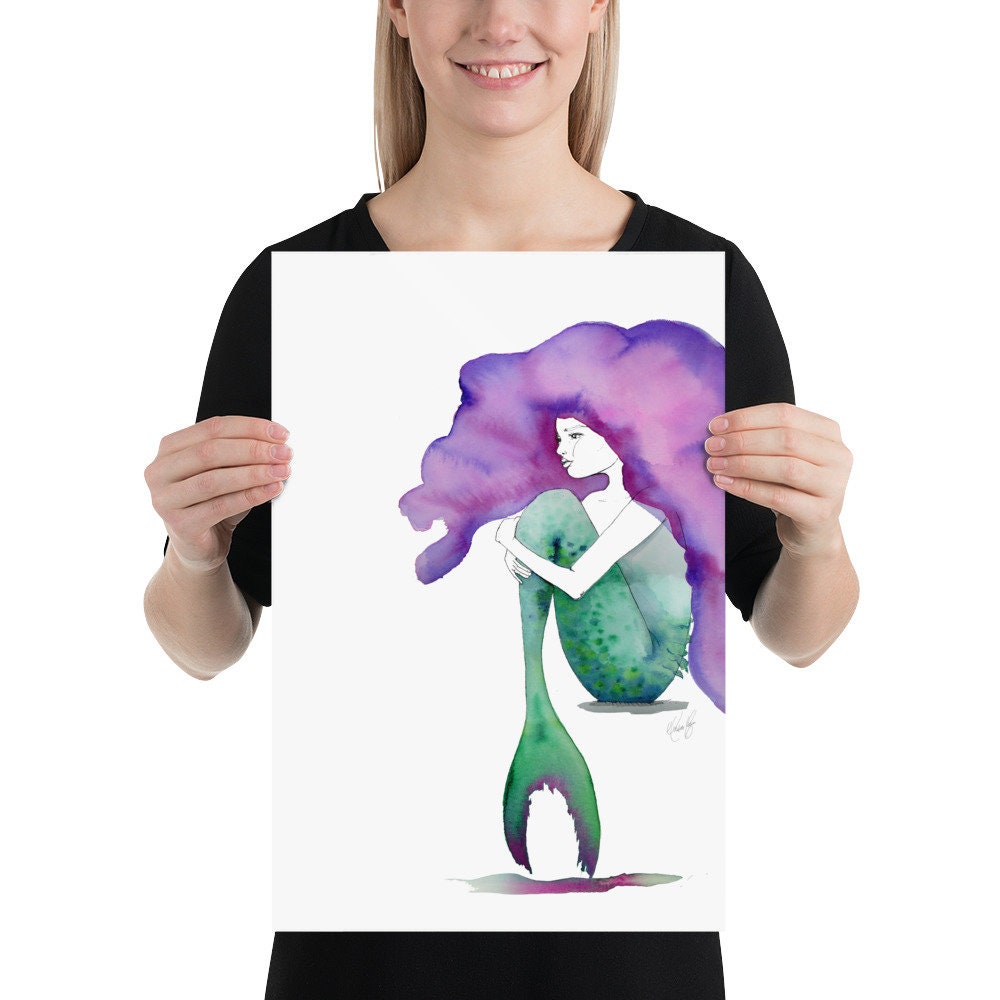 Art Print of Original Purple Mermaid - Etsy