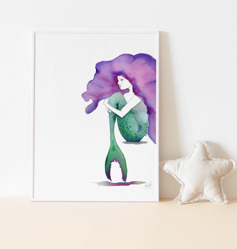 Art Print of Original Purple Mermaid - Etsy