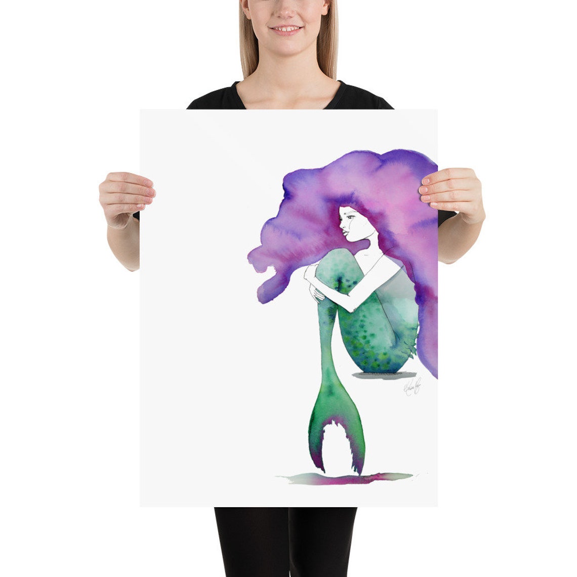 Art Print of Original Purple Mermaid - Etsy