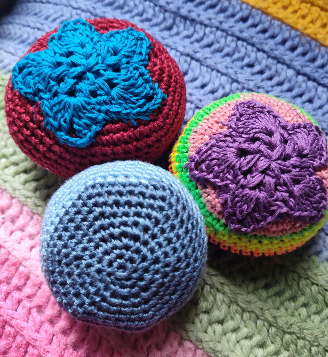 Hackey Sack Bean Bag Ball. Handmade Bean Bag Balls. Striped Crochet ...