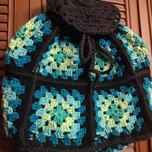 Green Shamrock Granny Square Backpack. Crochet Backpack. Drawstring ...
