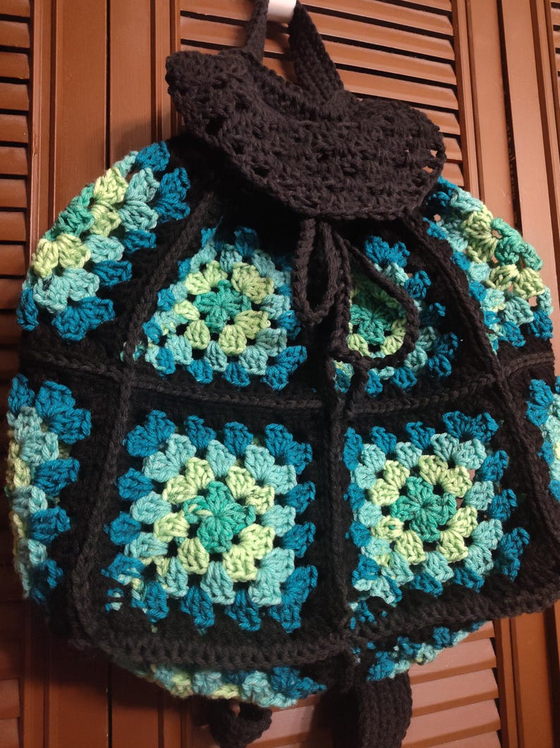 Green Shamrock Granny Square Backpack. Crochet Backpack. Drawstring Backpack. Handmade. - Etsy