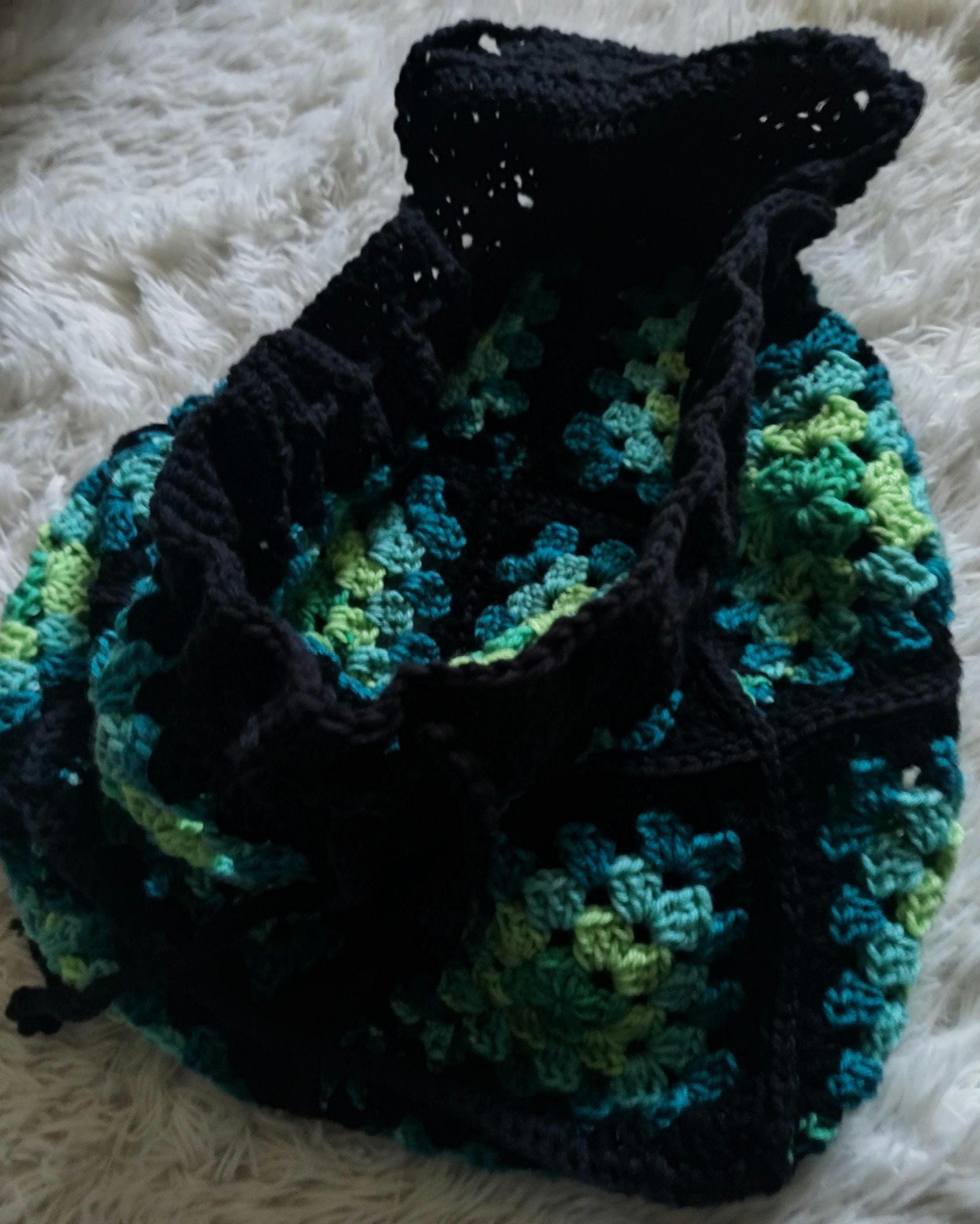 Green Shamrock Granny Square Backpack. Crochet Backpack. Drawstring ...