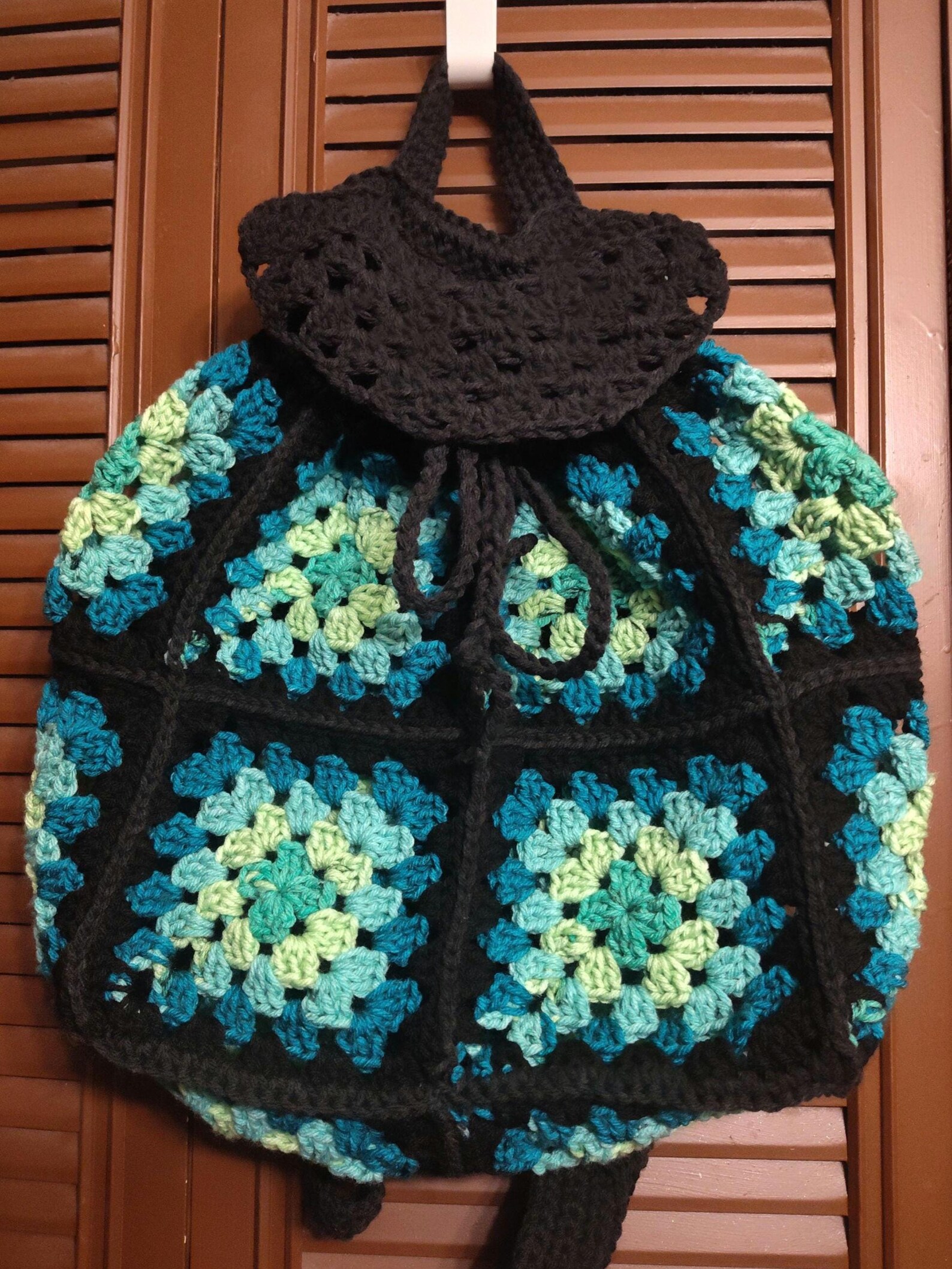 Green Shamrock Granny Square Backpack. Crochet Backpack. Drawstring ...