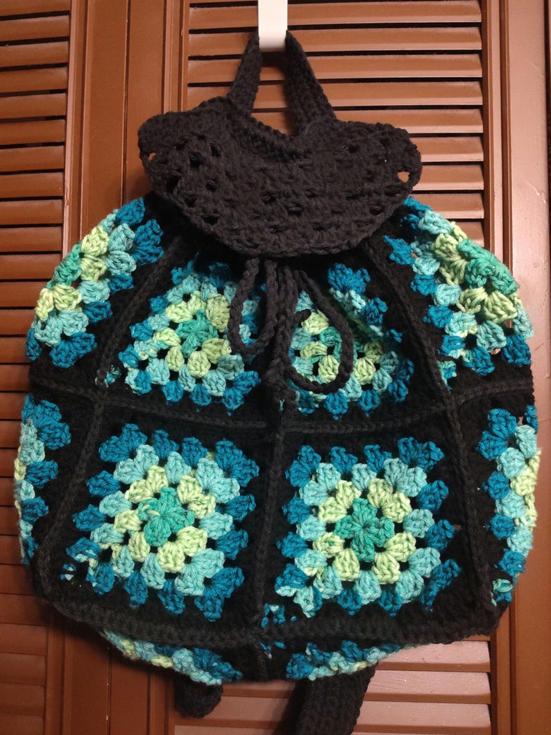 Green Shamrock Granny Square Backpack. Crochet Backpack. Drawstring Backpack. Handmade. - Etsy