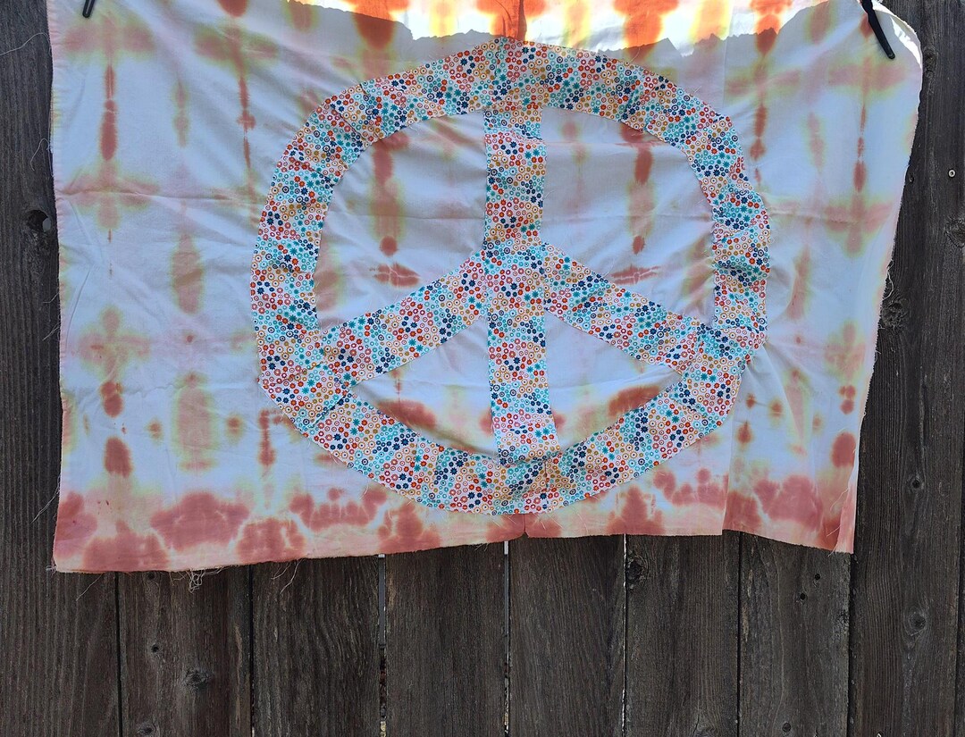 Orange Tie Dye Peace Sign Tapestry. Peace Sign Wall Hanging. Peace Sign ...