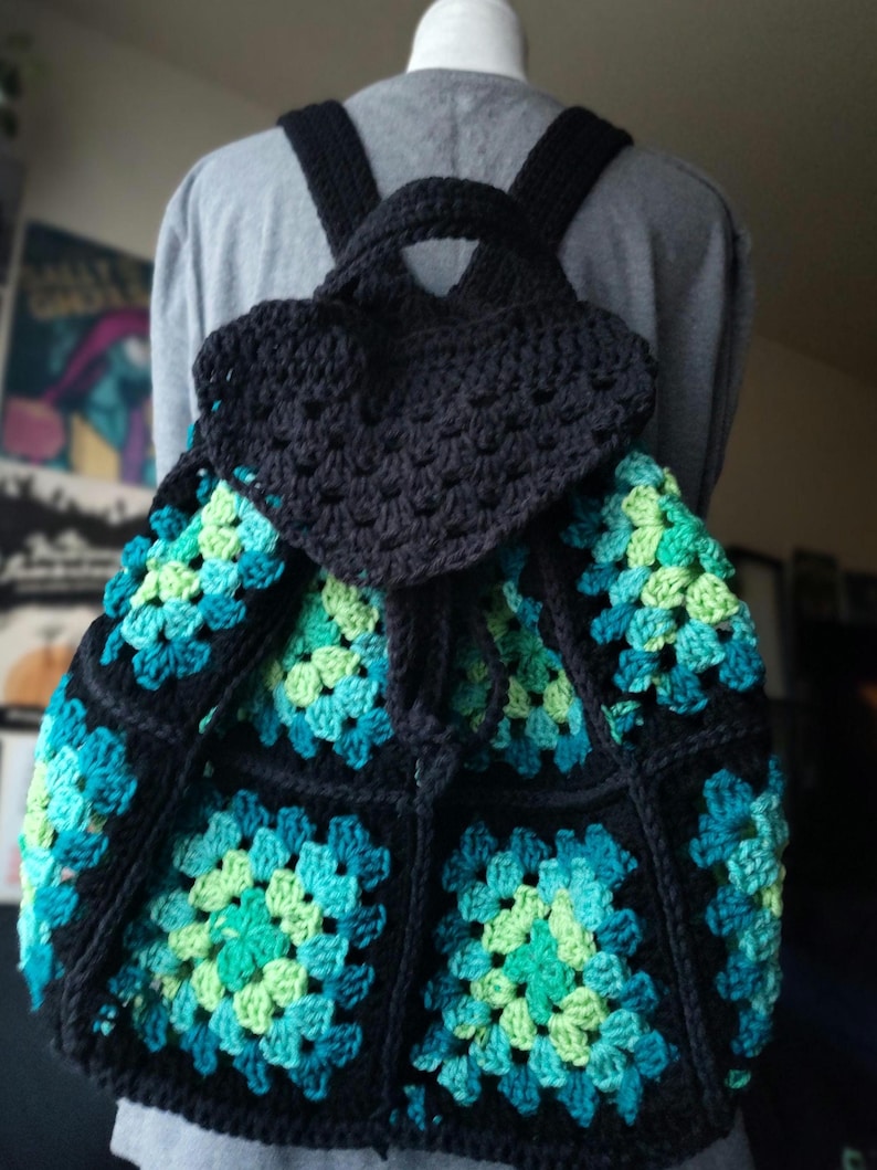Green Shamrock Granny Square Backpack. Crochet Backpack. Drawstring Backpack. Handmade. - Etsy