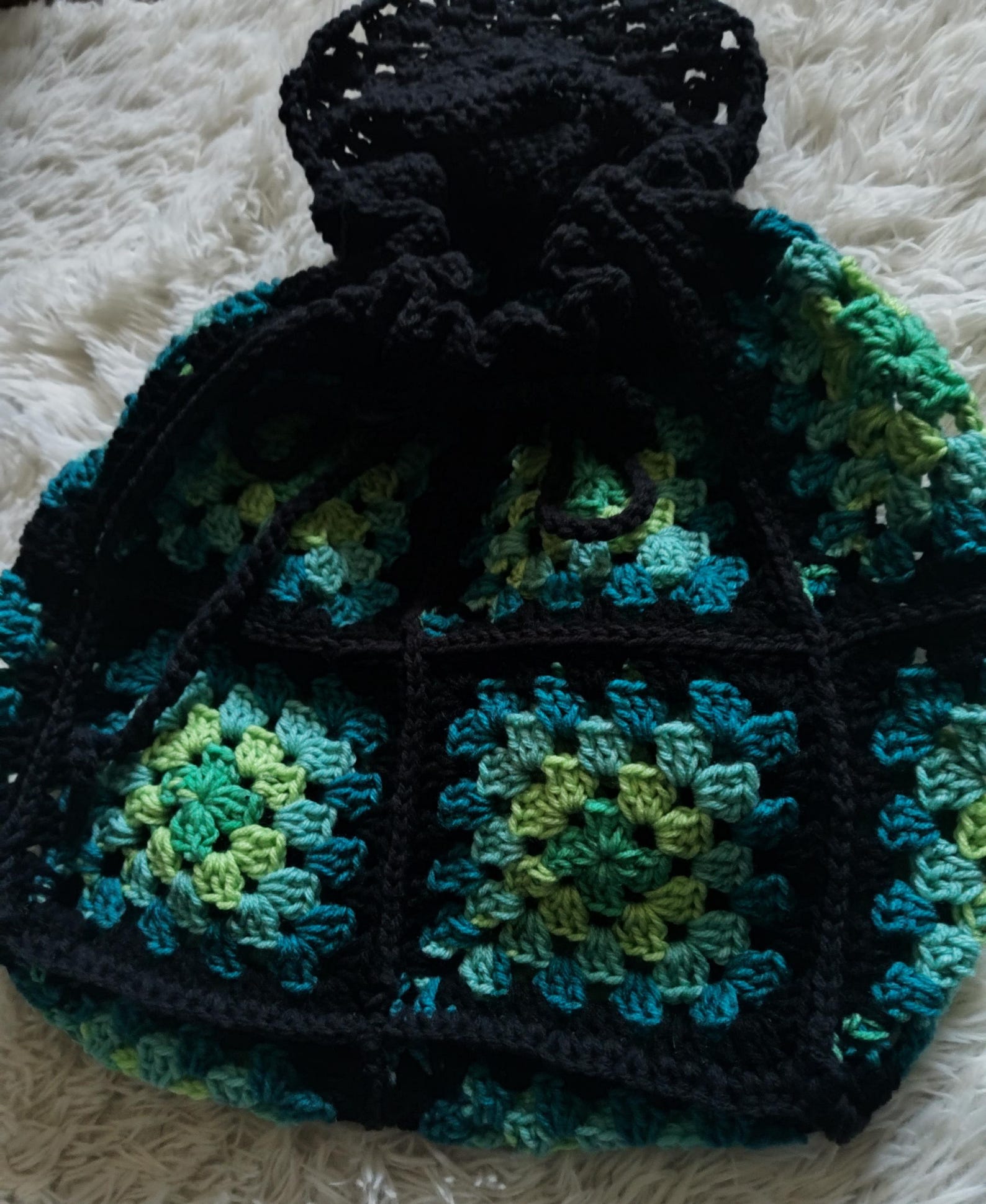 Green Shamrock Granny Square Backpack. Crochet Backpack. Drawstring ...