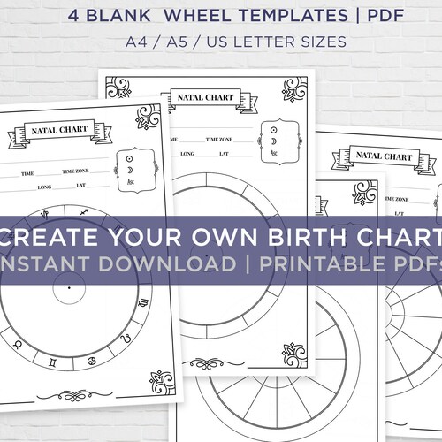 Blank Astrology Natal Chart Wheel. Printable Worksheet. Witchy - Etsy