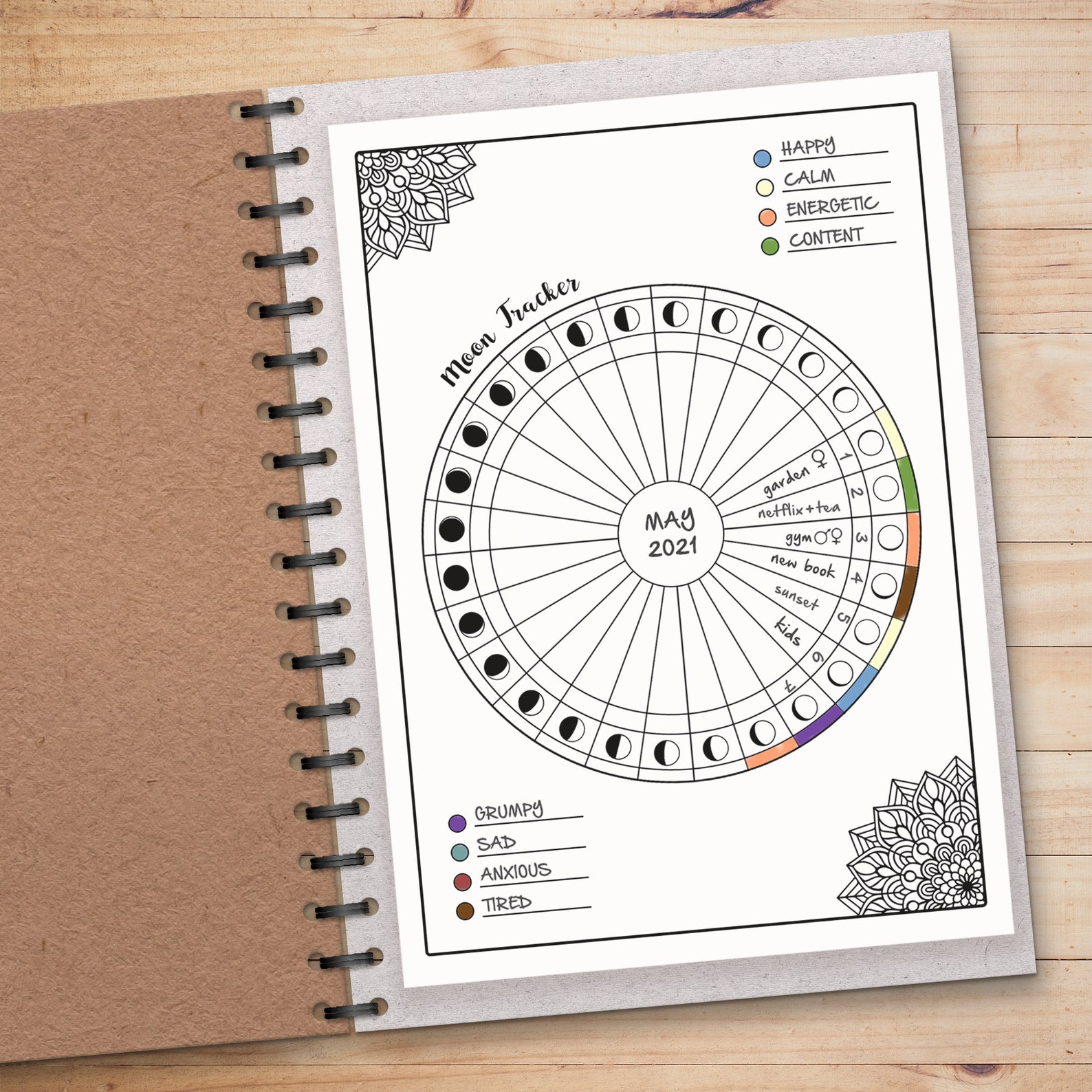 Moon Cycle Mood Tracker: Lunar Phase Printable (digital Download) - Etsy