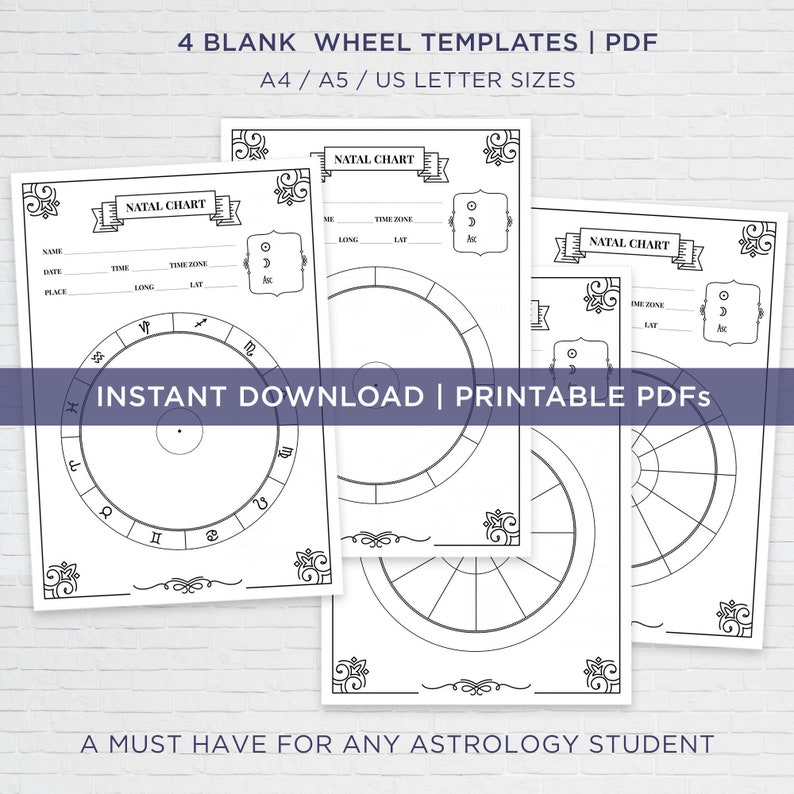 Blank Astrology Natal Chart Wheel. Printable Worksheet. Book | Etsy